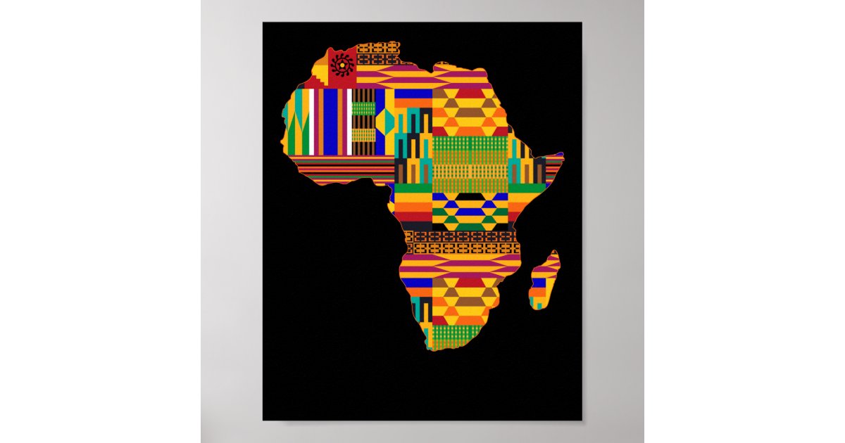Cool Africa Map Kente Cloth For Wo African Lover Poster | Zazzle