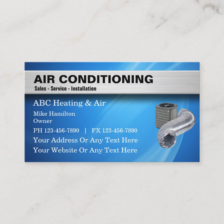 Cool Air Conditioning Heating And Cooling Service Business Card | Zazzle