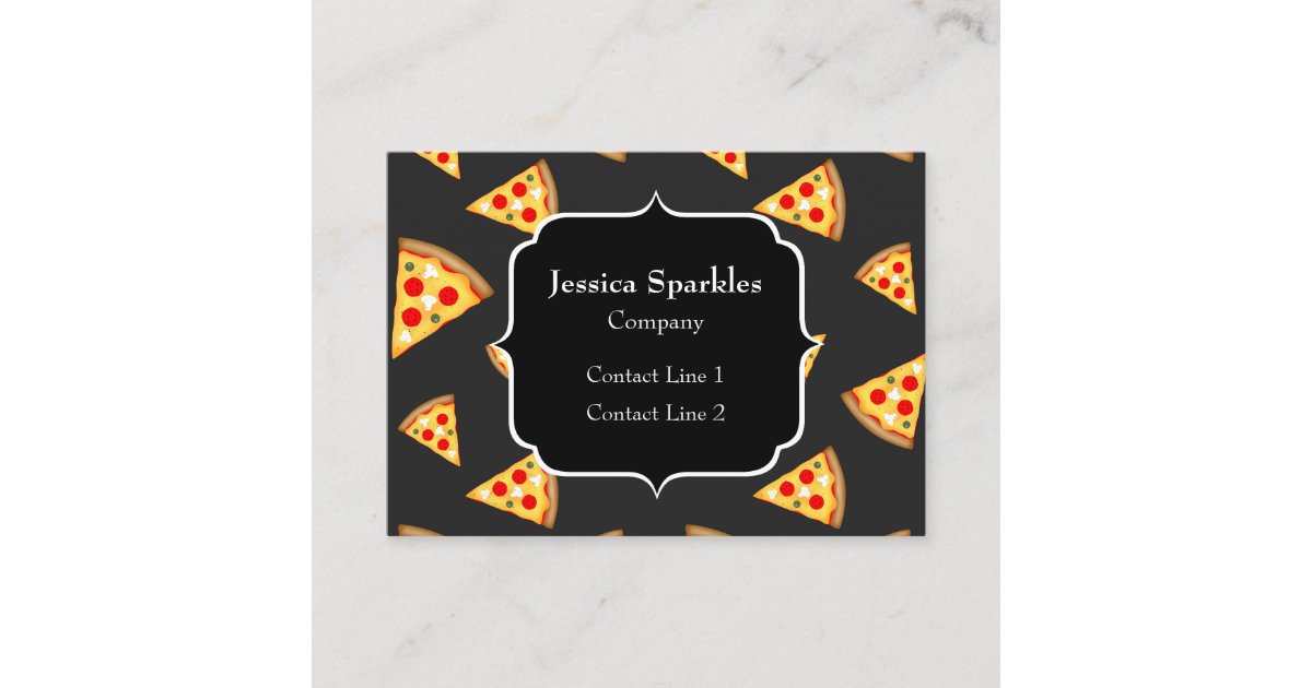 Cool and fun pizza slices pattern Monogram Business Card | Zazzle