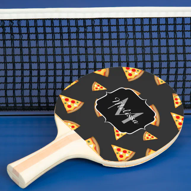 Cool and fun pizza slices pattern Monogram Ping-Pong Paddle | Zazzle