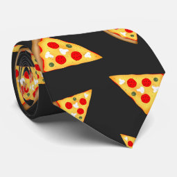 Cool and fun pizza slices pattern neck tie | Zazzle