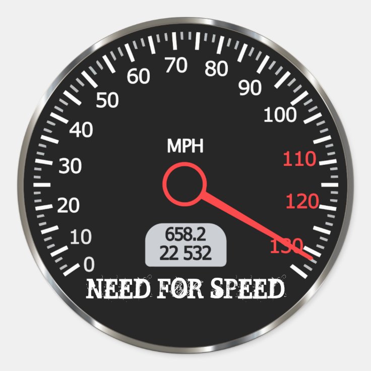 Cool And Funny Car Speedometer Classic Round Sticker | Zazzle