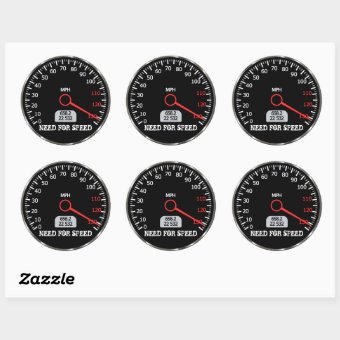 Cool And Funny Car Speedometer Classic Round Sticker | Zazzle