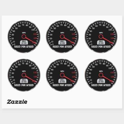 Cool And Funny Car Speedometer Classic Round Sticker | Zazzle