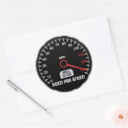 Cool And Funny Car Speedometer Classic Round Sticker | Zazzle