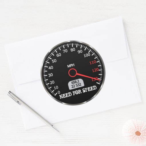 Cool And Funny Car Speedometer Classic Round Sticker | Zazzle