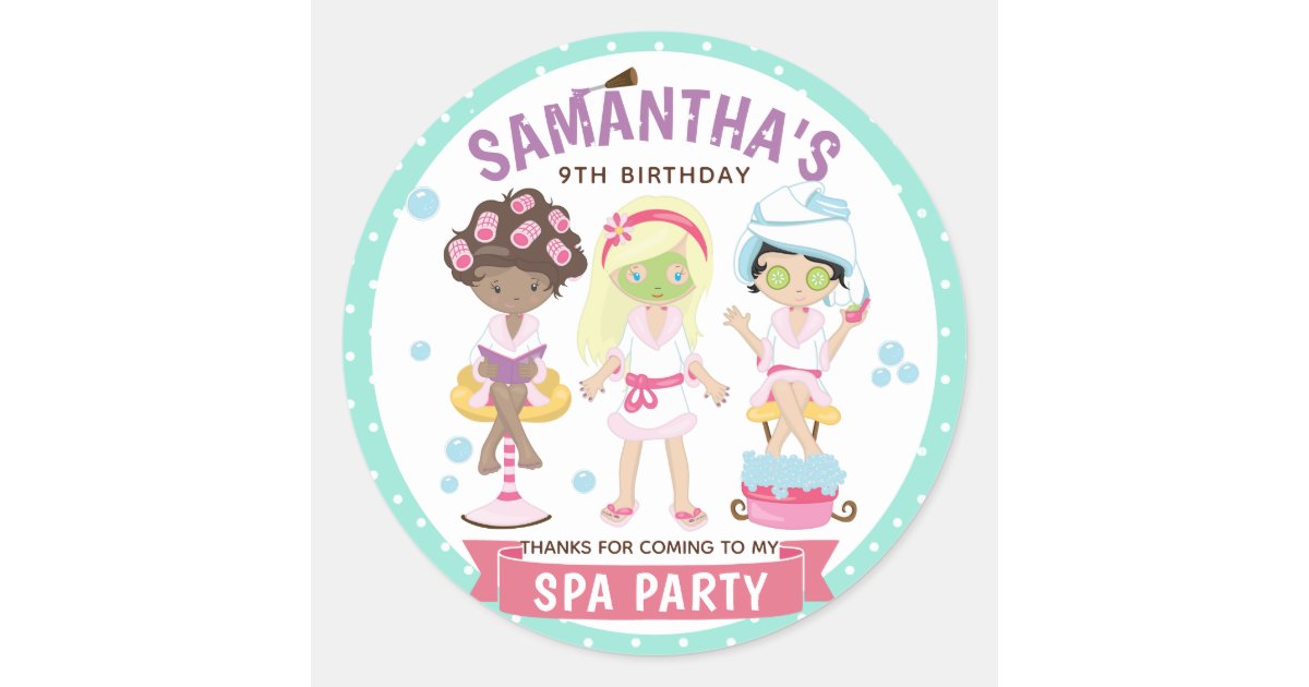 Cool and Girly Spa Party Classic Round Sticker | Zazzle