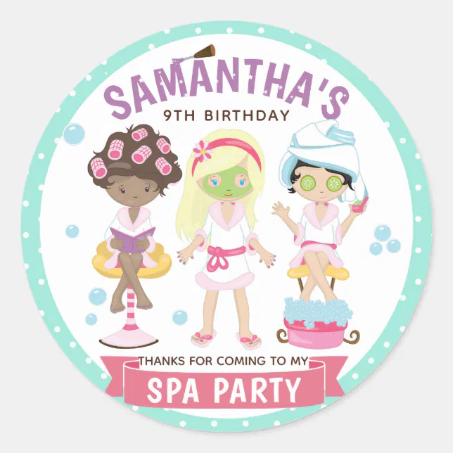 Cool and Girly Spa Party Classic Round Sticker | Zazzle