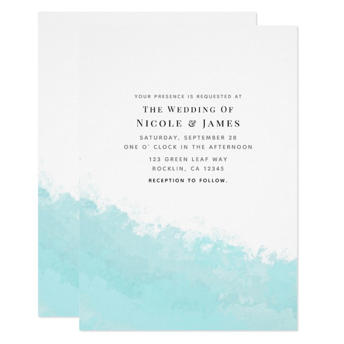 Cool Aqua Blue Wave Splash Beach Wedding Invitation | Zazzle.com