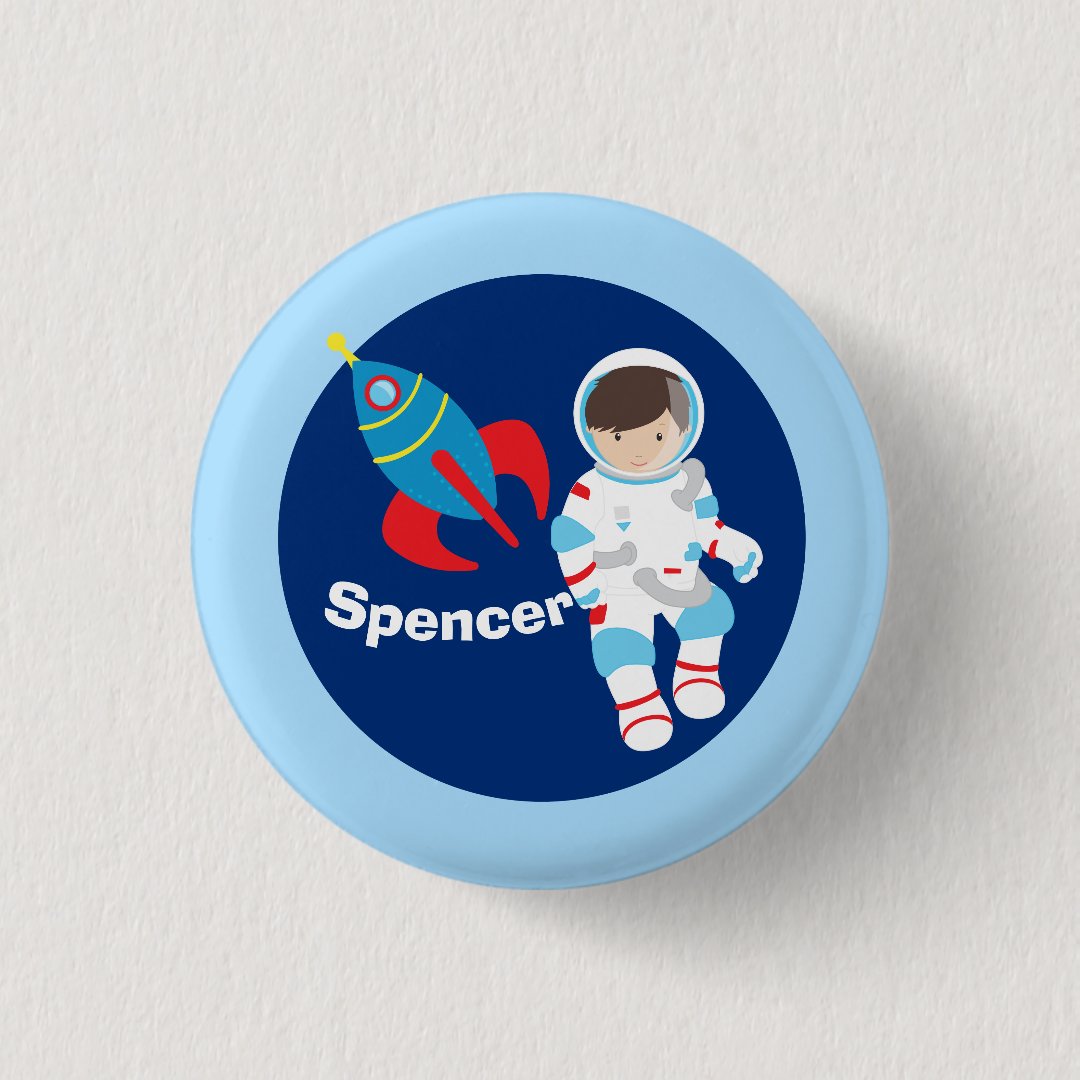 Cool Astronaut Rocket Ship Outer Space Birthday Button | Zazzle