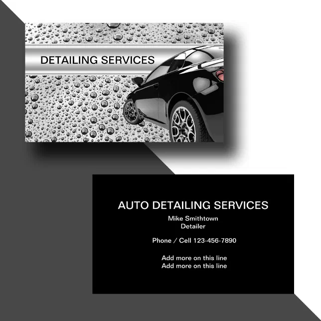 Cool Auto Detailing Water Drops Design Business Card | Zazzle