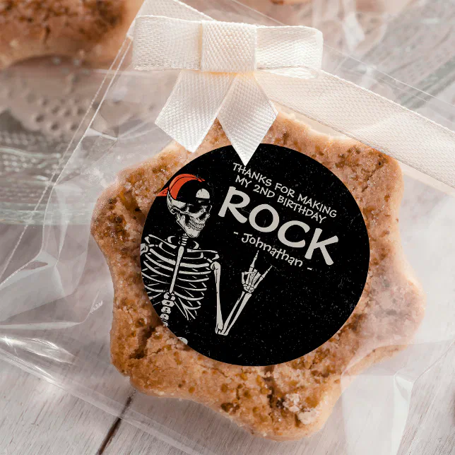 Cool Bad Two The Bone Halloween 2nd Birthday Party Classic Round ...