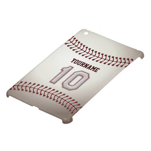 Cool Baseball Stitches - Custom Number 10 and Name iPad Mini Cover | Zazzle
