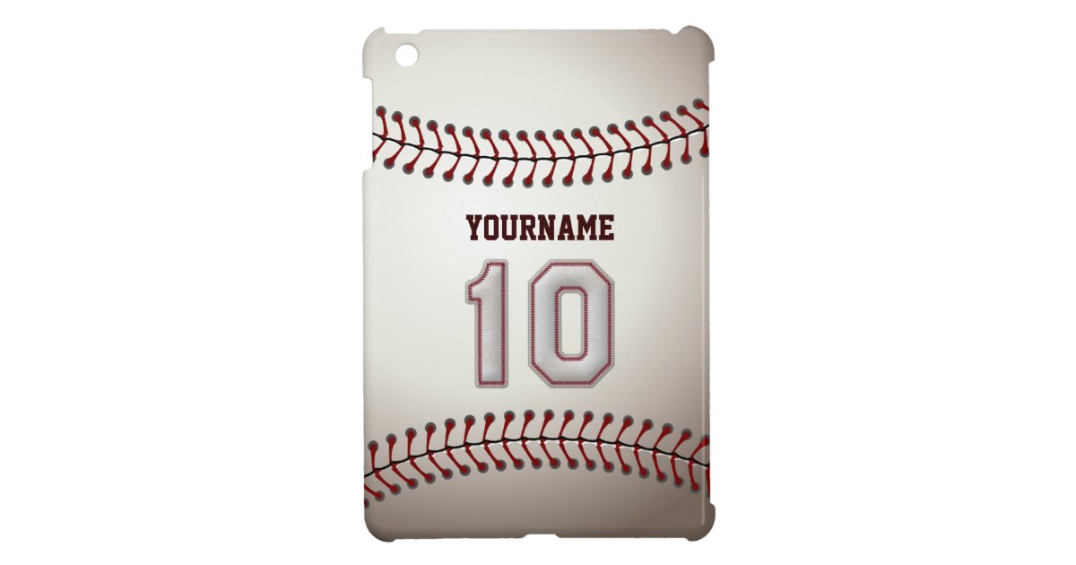 Cool Baseball Stitches - Custom Number 10 and Name iPad Mini Cover | Zazzle