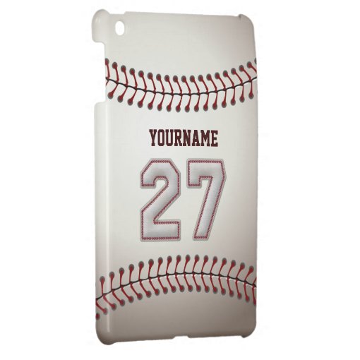 Cool Baseball Stitches - Custom Number 27 and Name iPad Mini Case | Zazzle