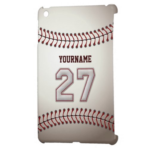 Cool Baseball Stitches - Custom Number 27 and Name iPad Mini Case | Zazzle