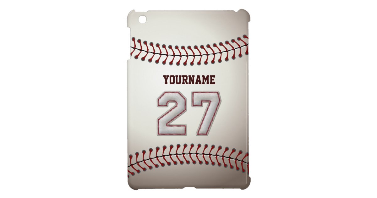 Cool Baseball Stitches - Custom Number 27 and Name iPad Mini Case | Zazzle