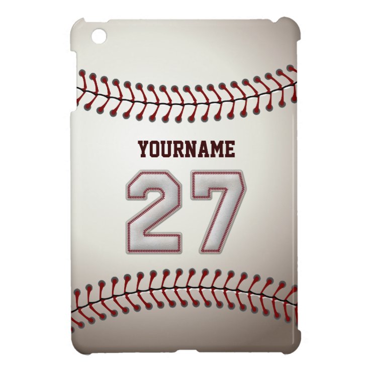 Cool Baseball Stitches - Custom Number 27 and Name iPad Mini Case | Zazzle