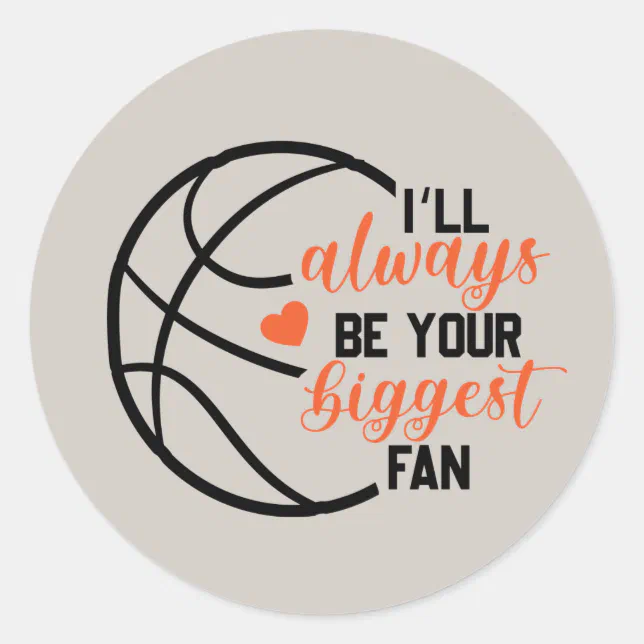 cool basketball sports biggest fan word art classic round sticker | Zazzle