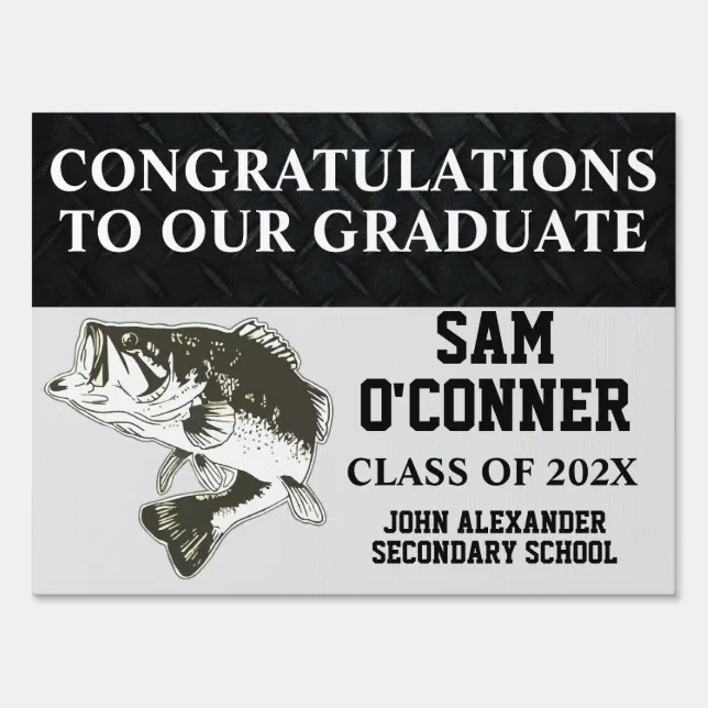 Cool Bass Fishing Graduation Class Sign Sports Son | Zazzle