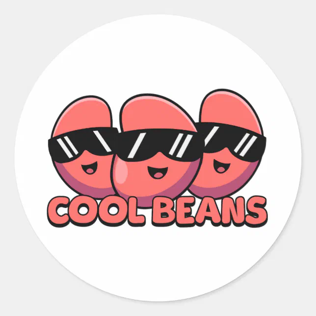 Cool Beans! Cute Kidney Bean Pun Classic Round Sticker | Zazzle
