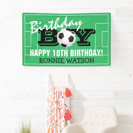 Cool Birthday Boy Football Soccer | Happy Birthday Banner | Zazzle