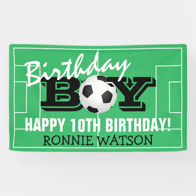 Cool Birthday Boy Football Soccer | Happy Birthday Banner | Zazzle