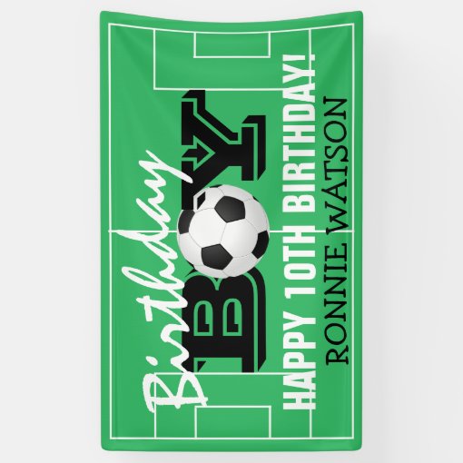 Cool Birthday Boy Football Soccer | Happy Birthday Banner | Zazzle