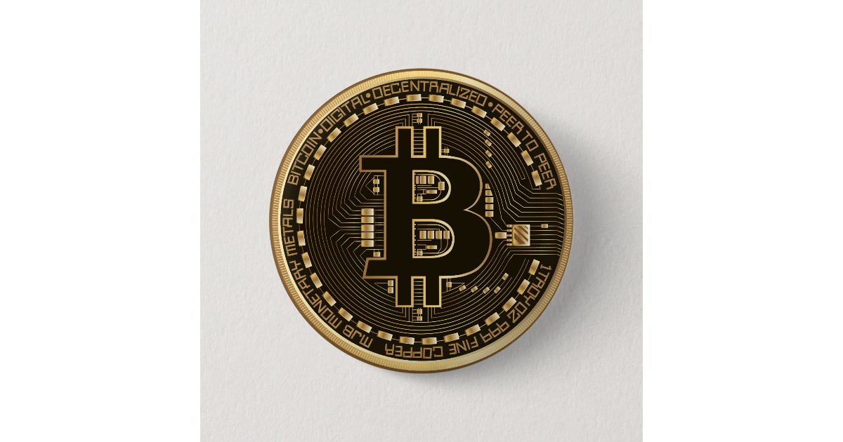 Cool Bitcoin Circuit Cryptocurrency Button | Zazzle