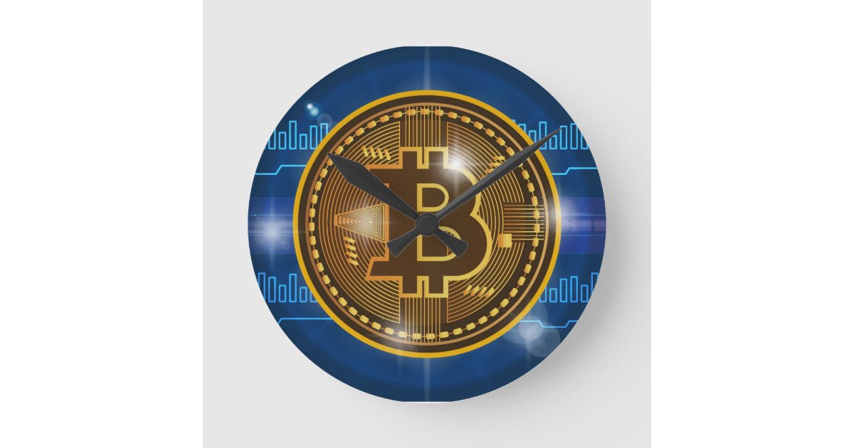 Cool Bitcoin logo and graph Design Round Clock | Zazzle