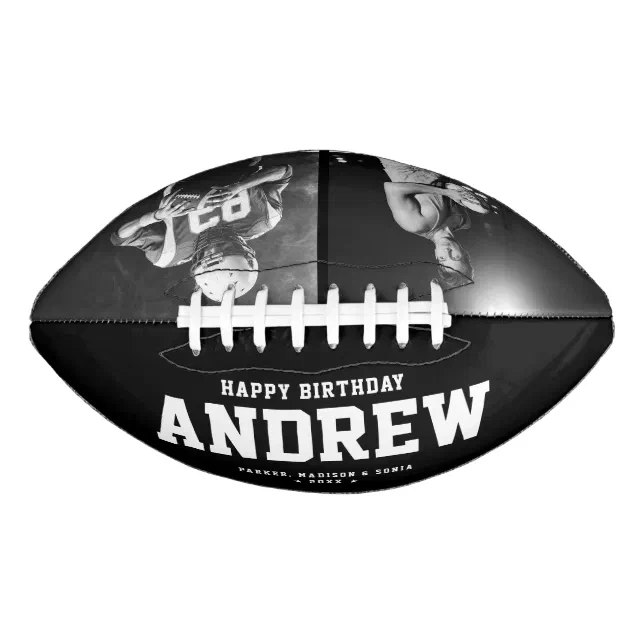 Cool Black and White Modern Birthday Gift Photo Football | Zazzle