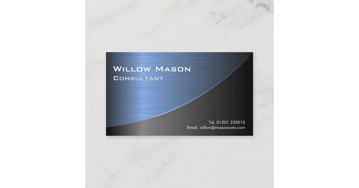 Cool Black Brushed Blue Steel Effect- Bus Card | Zazzle