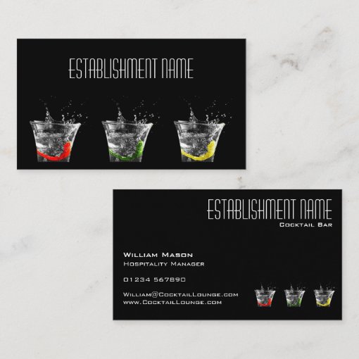 Cool Black Contemporary Cocktail Bar Business Card | Zazzle