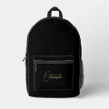 Cool Black Gold Monogram Men Women Travel Laptop Printed Backpack | Zazzle