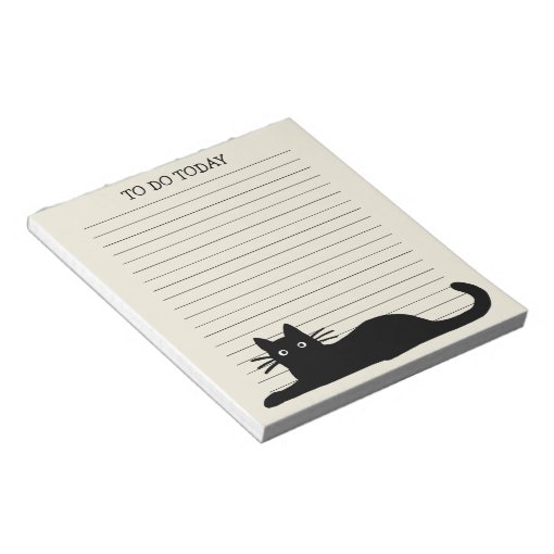Cool Black Kitty Cat Custom Lined Notepad | Zazzle
