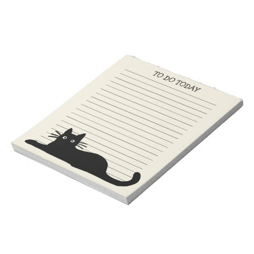 Cool Black Kitty Cat Custom Lined Notepad | Zazzle