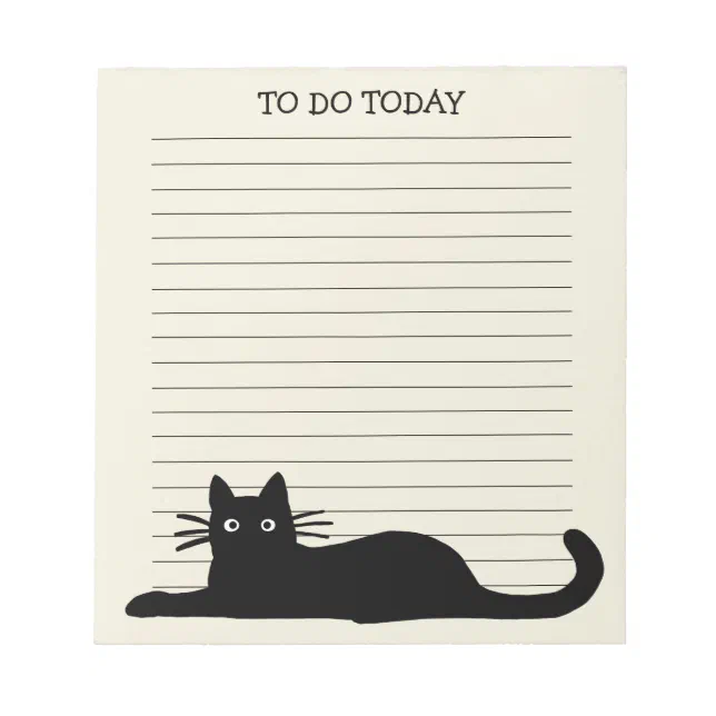Cool Black Kitty Cat Custom Lined Notepad | Zazzle