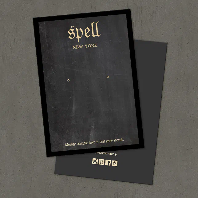 Cool Black Rustic Edgy Earring Display Card | Zazzle