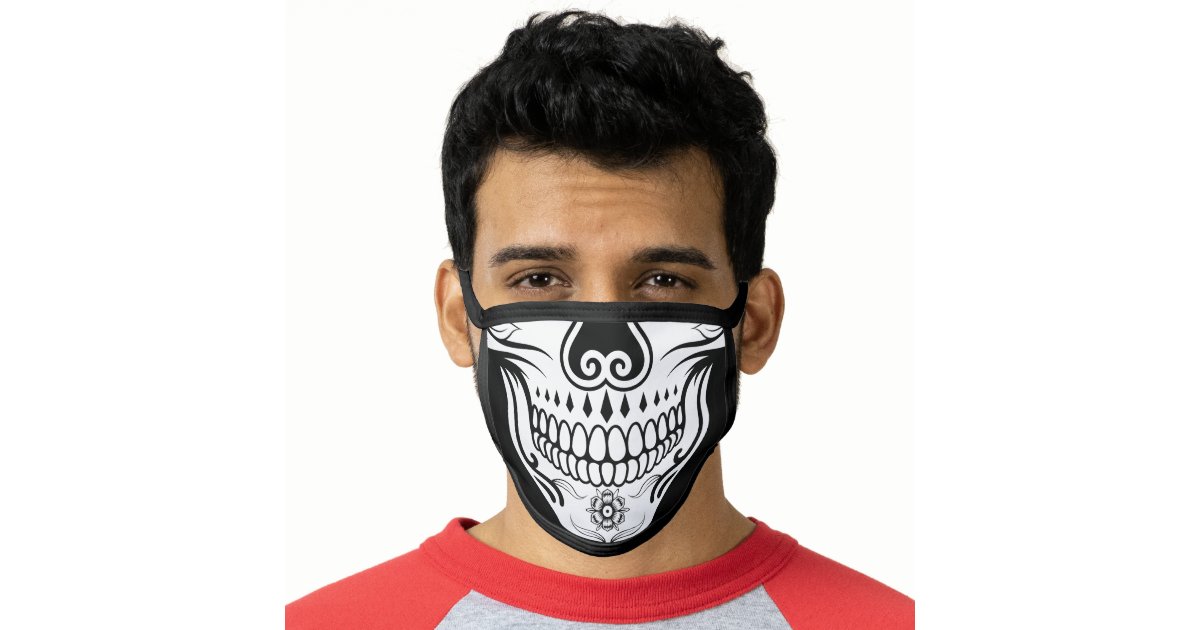 Cool Black & White Skull Face Mask | Zazzle
