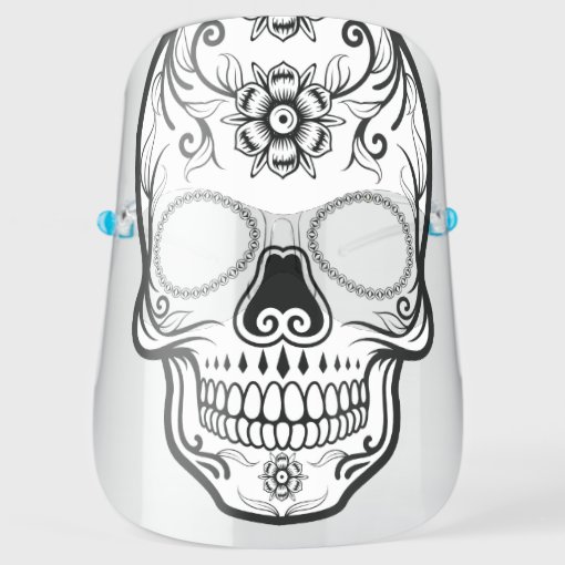 Cool Black & White Sugar Skull Face Shield | Zazzle