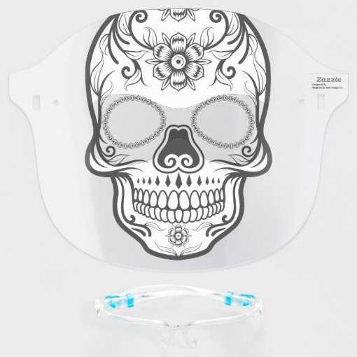 Cool Black & White Sugar Skull Face Shield | Zazzle