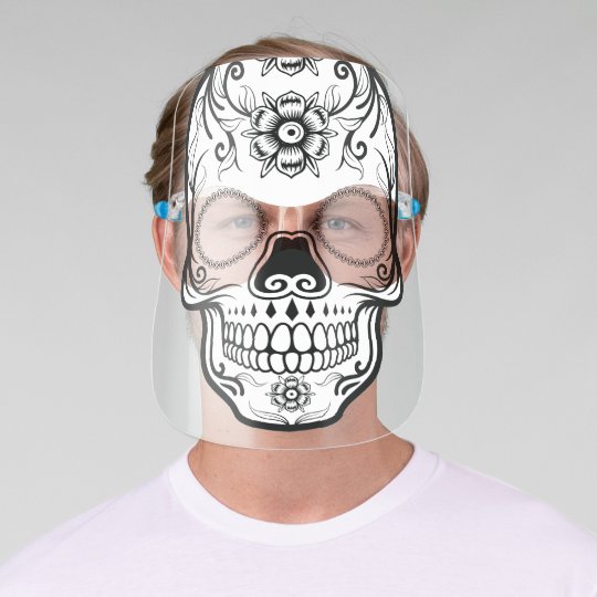 Cool Black & White Sugar Skull Face Shield | Zazzle.com