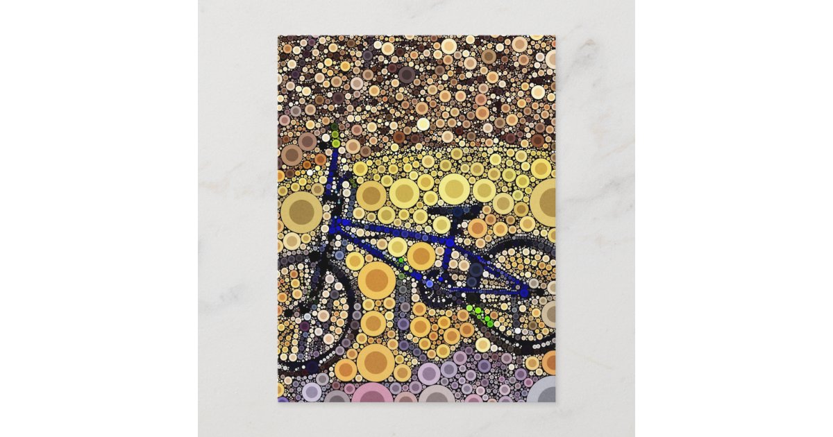 Cool Blue Bike Concentric Circle Mosaic Pattern Postcard | Zazzle