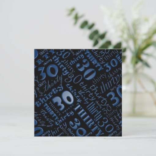 Cool Blue & Black 30th Birthday Party Invitation | Zazzle