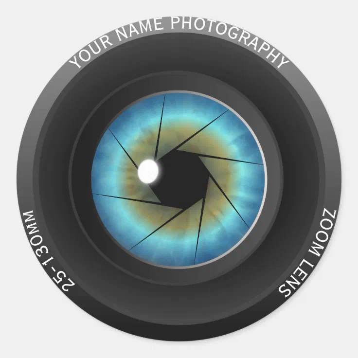 Cool Blue Eye Camera Lens Custom Name Photographer Classic Round ...
