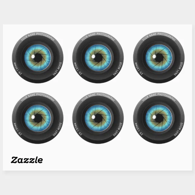 Cool Blue Eye Camera Lens Custom Name Photographer Classic Round ...