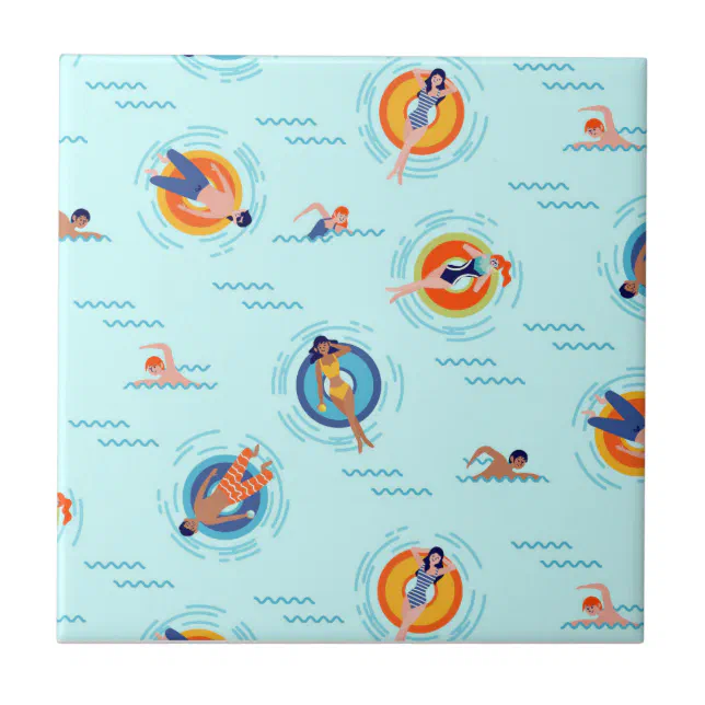 Cool Blue pool party Summer vibe Ceramic Tile | Zazzle