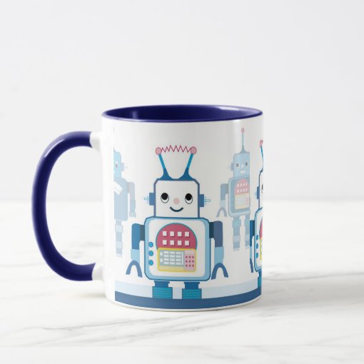 Cool Blue Robots Robotic Coffee Mugs | Zazzle