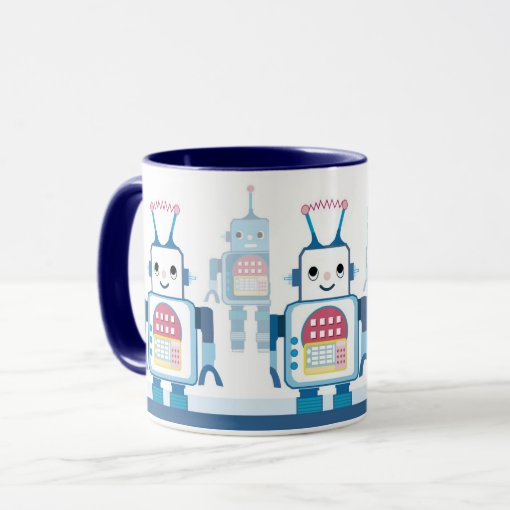Cool Blue Robots Robotic Coffee Mugs | Zazzle