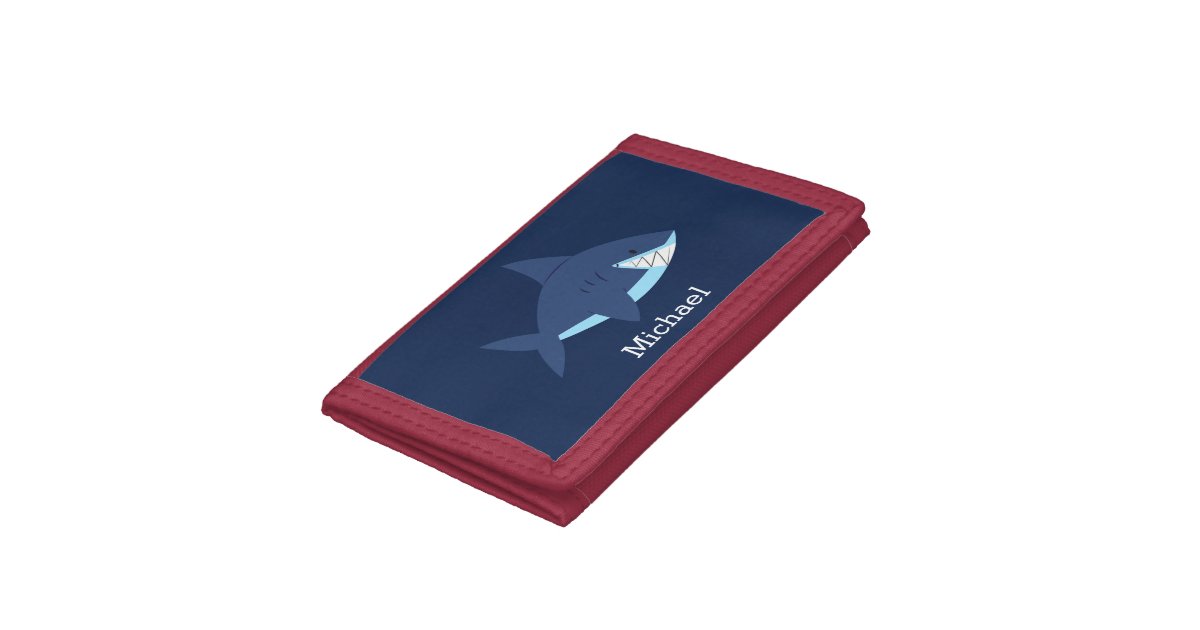 Cool Blue Smiling Shark Trifold Wallet | Zazzle
